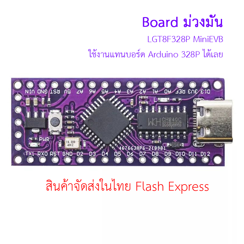 Arduino NANO (TYPE C) บอร์ดม่วงมัน LGT8F328P LQFP32 MiniEVB - สวิทชิ่ง ...